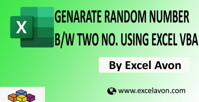 generate random number excel | Excel Avon generate random number excel | Excel Avon